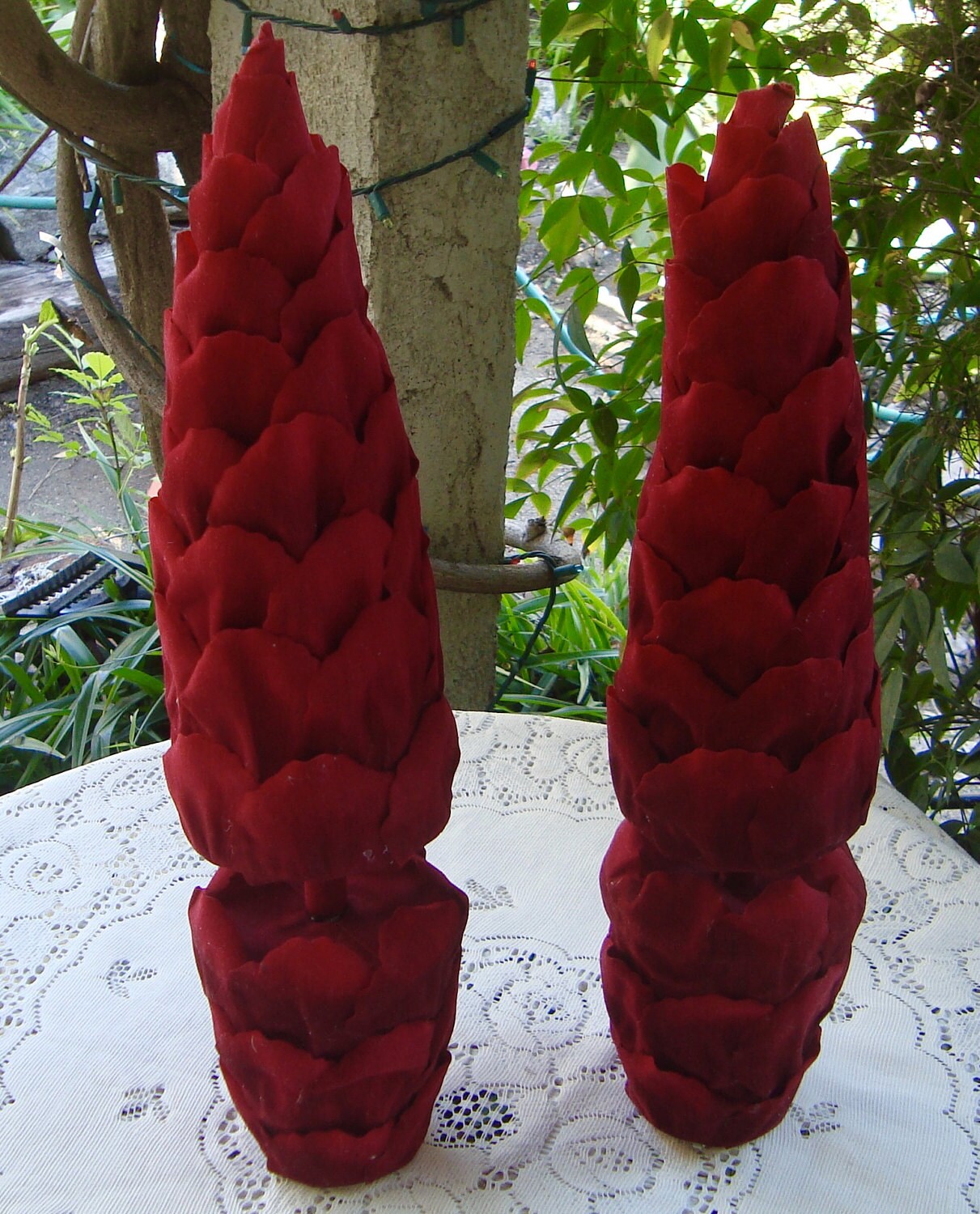 Pair of Lovely Red Velvet Covered Trees | Etsy