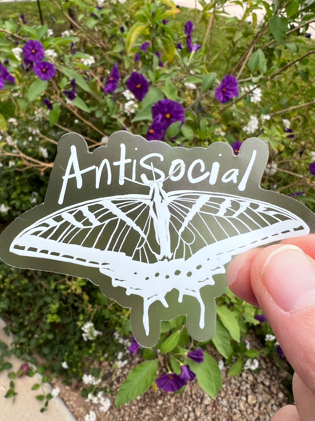 Sticker Antisocial Butterfly Stickers Introvert Antisocial Gift ...