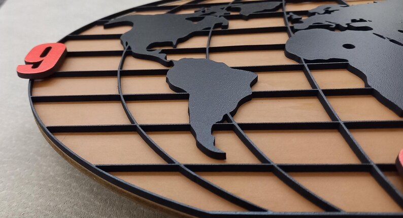 SVG File Wall Clock World Map, World Map Laser Cut, Unique Design ...