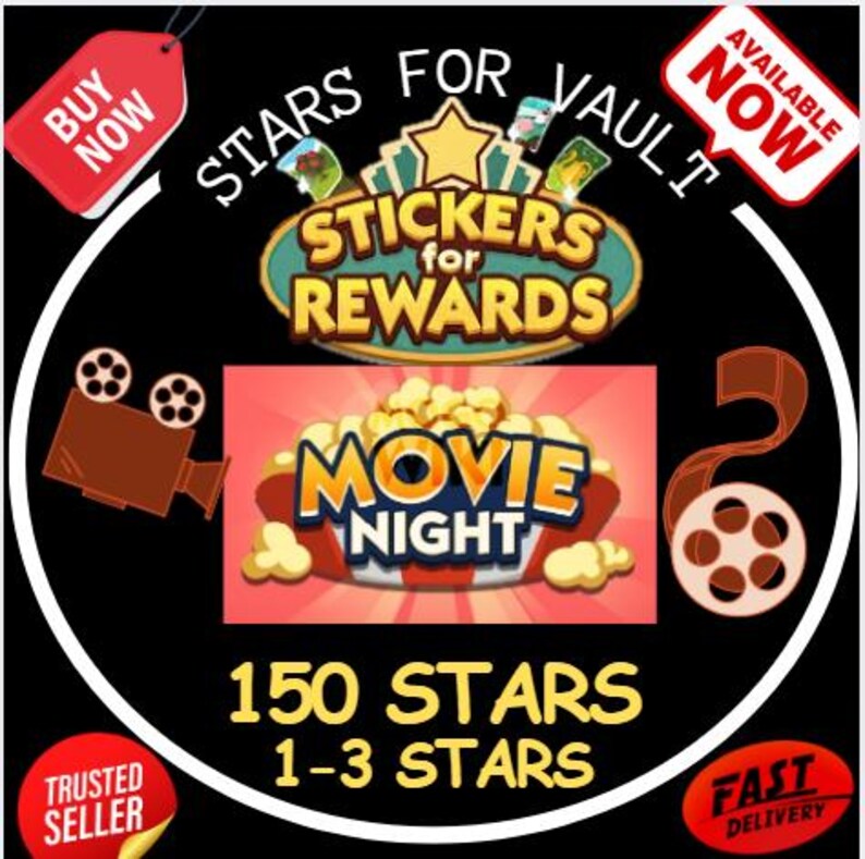 Mono Go Stickers | Movie Night | Stars for Vault | 150 Stars per Order ...