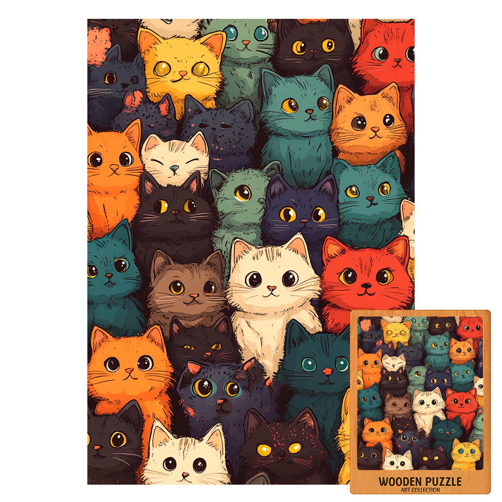 Colorful Cat Puzzle for Adults | Cute Wooden Jigsaw With Adorable ...