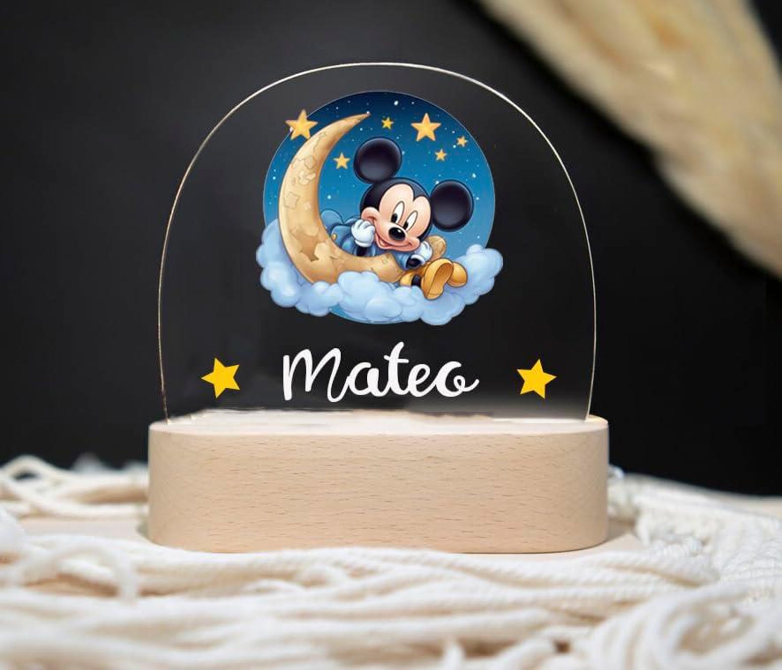 Personalized Mickey Cute Mouse Night Light - Lamp for Kids With Name ...