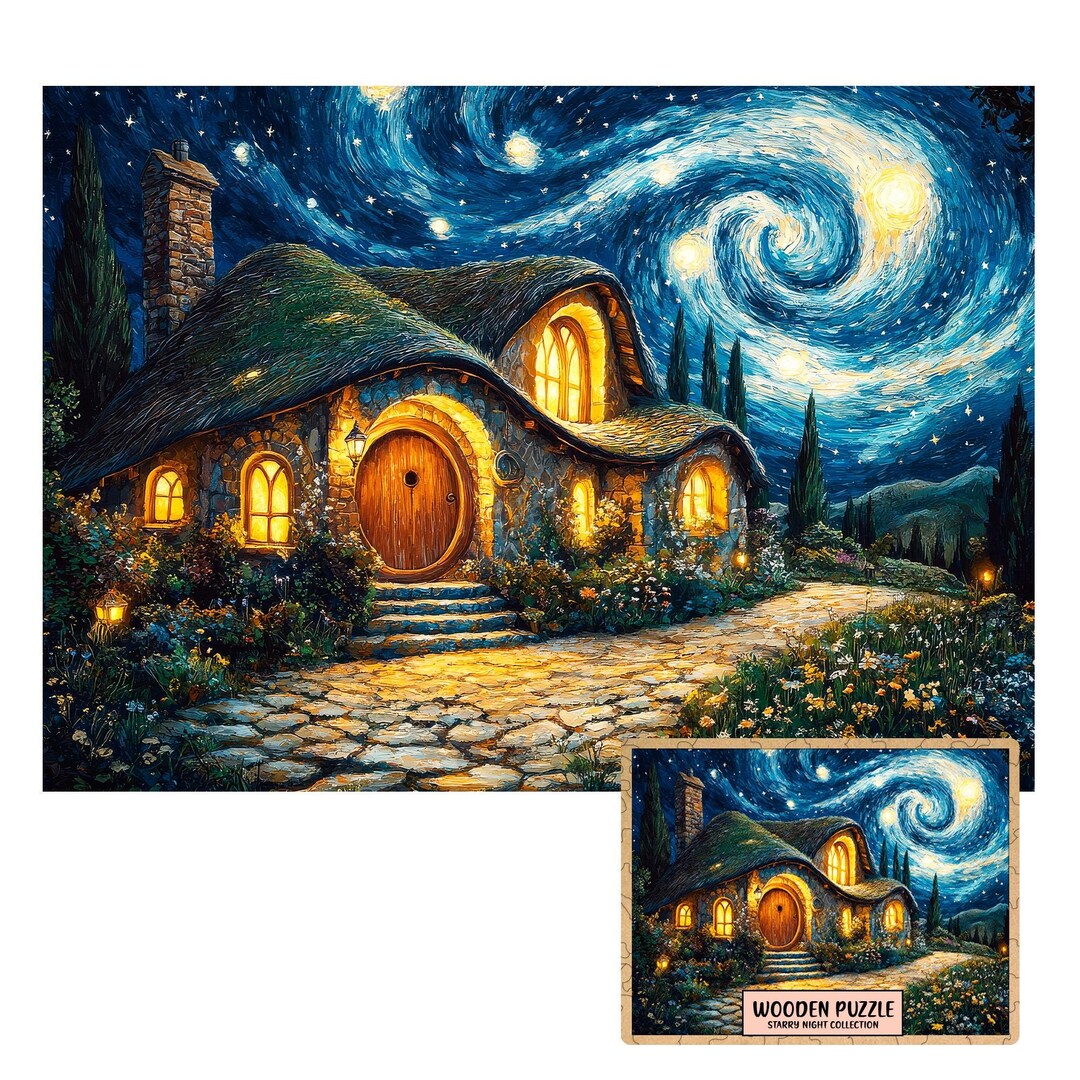 Starry Night Wooden Jigsaw Puzzle – the Shire Collection - Etsy
