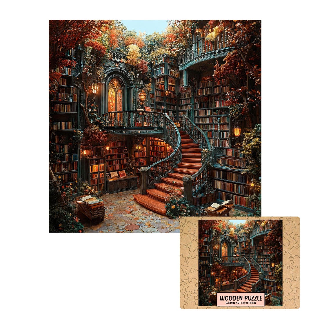 Wooden Puzzle Library - Beautiful World Libraries Collection - for Adults and Kids Style Jigsaw ...