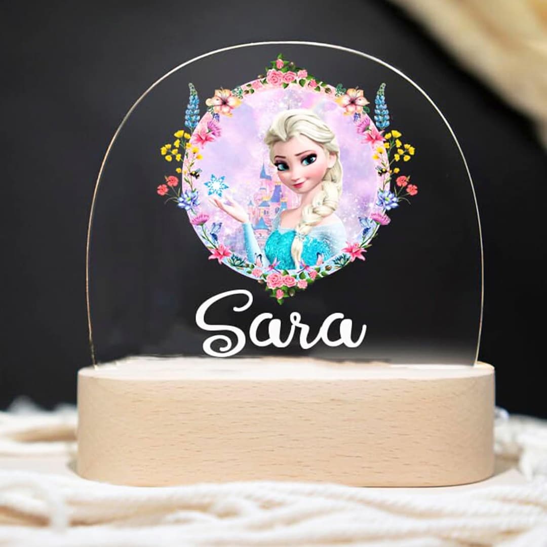 Personalized Elsa Cute Night Light - Lamp for Kids With Name Baby ...