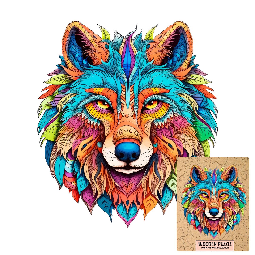 Lion Wooden Puzzle for Adults and Kids - Magic Animals Collection ...