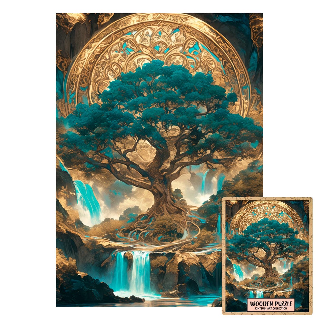 Zen Kintsugi Art Puzzle | Premium Wooden Jigsaw With Golden Patterns ...