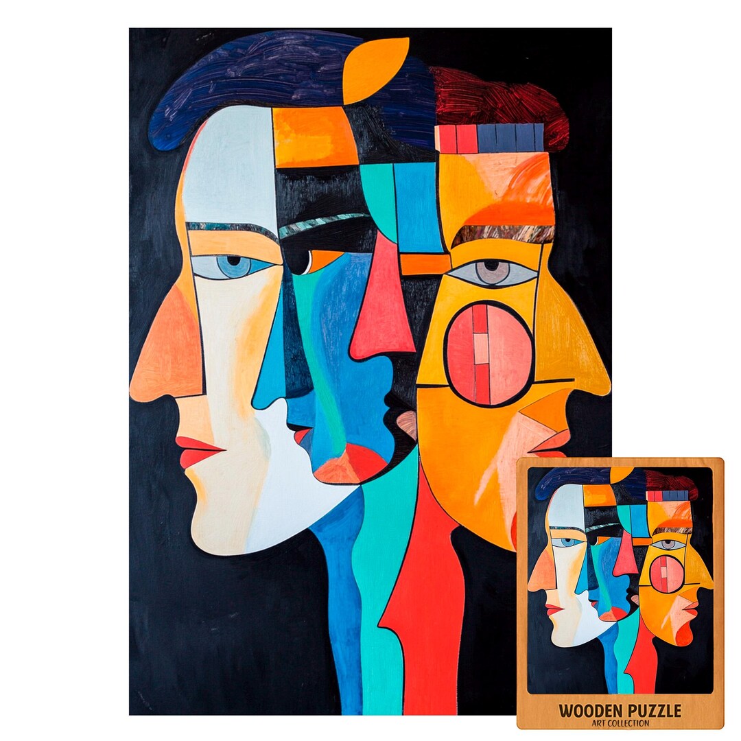 Cubist Faces Wooden Puzzle Modern Abstract Art Picasso Style Jigsaw ...