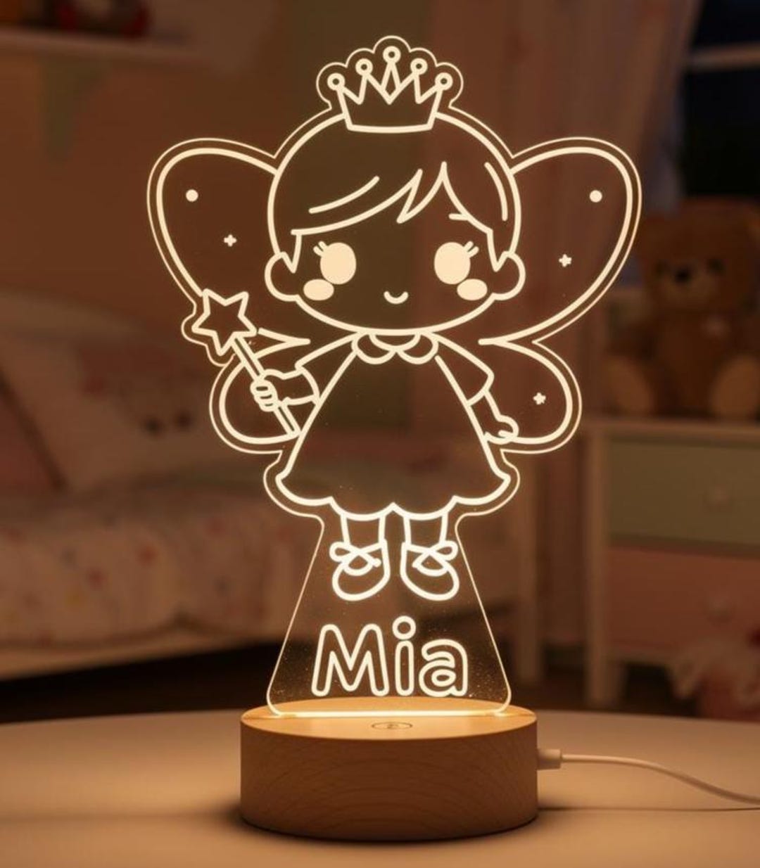 Personalized Fairy Princess Night Light With Custom Name | Cute LED ...