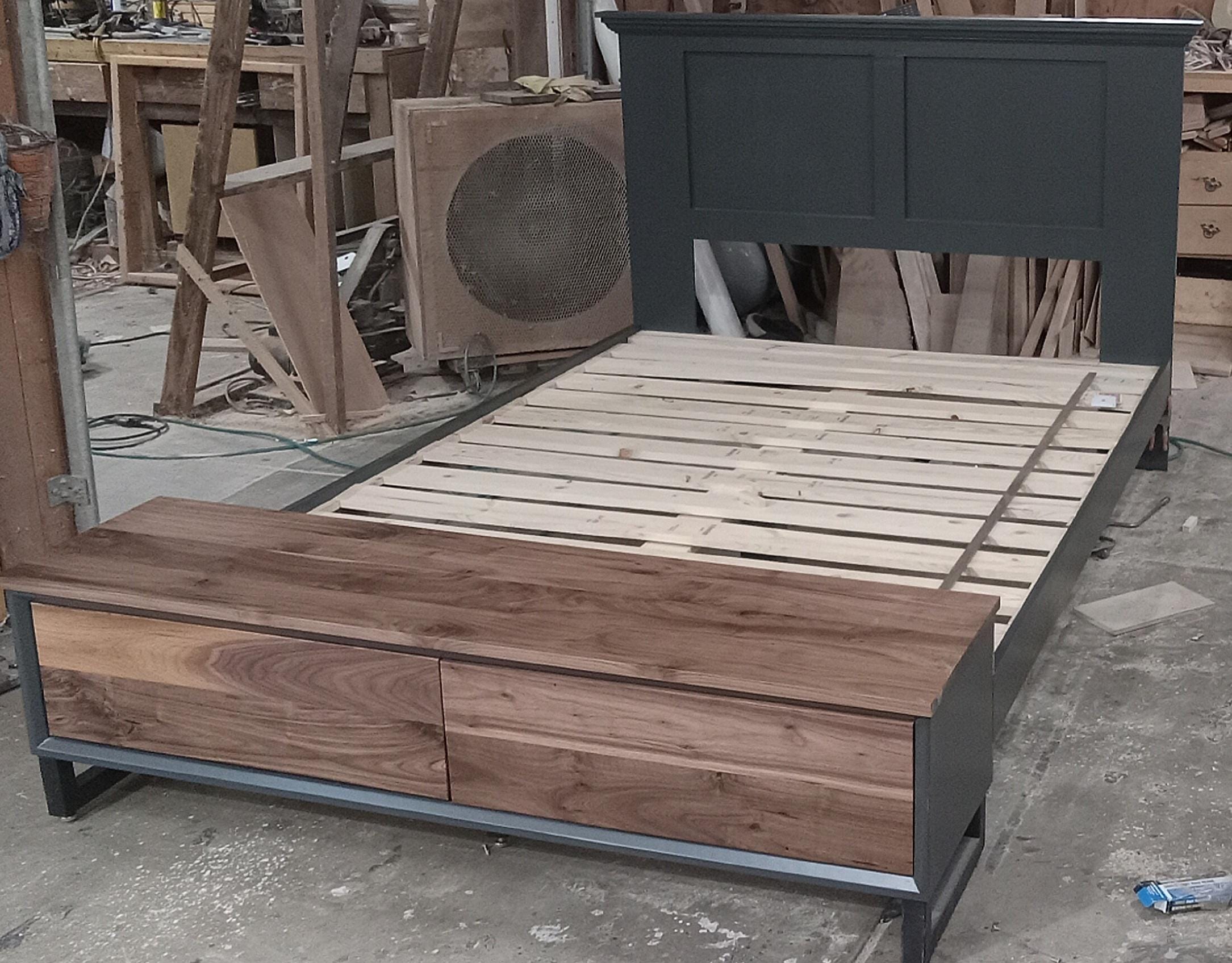 Handcrafted to Order. Footboard Bench With Storage Dark Grey With ...