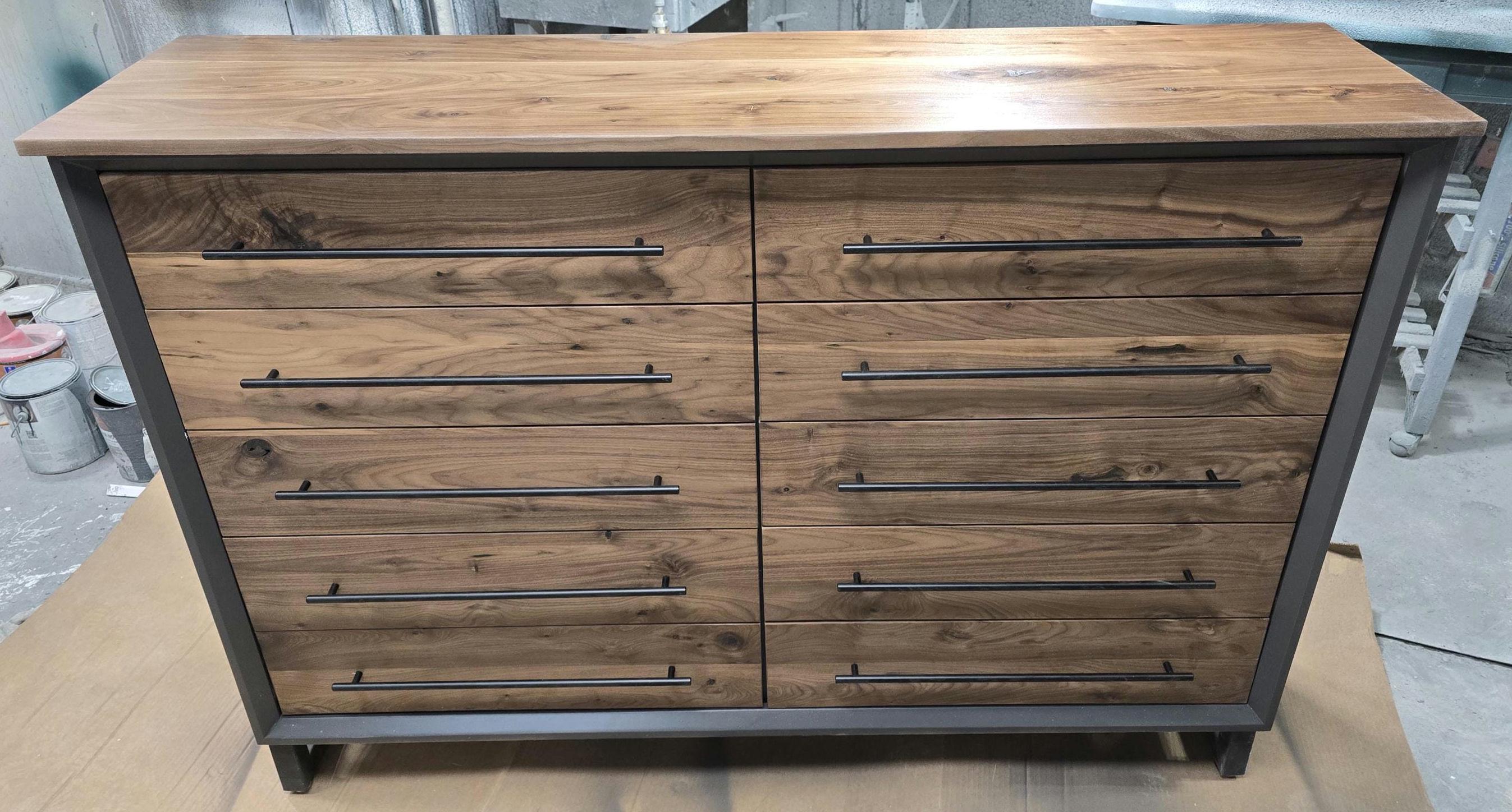 Hand Crafted 5 Foot 42"tall 10 Drawer Modern Industrial Dresser With ...