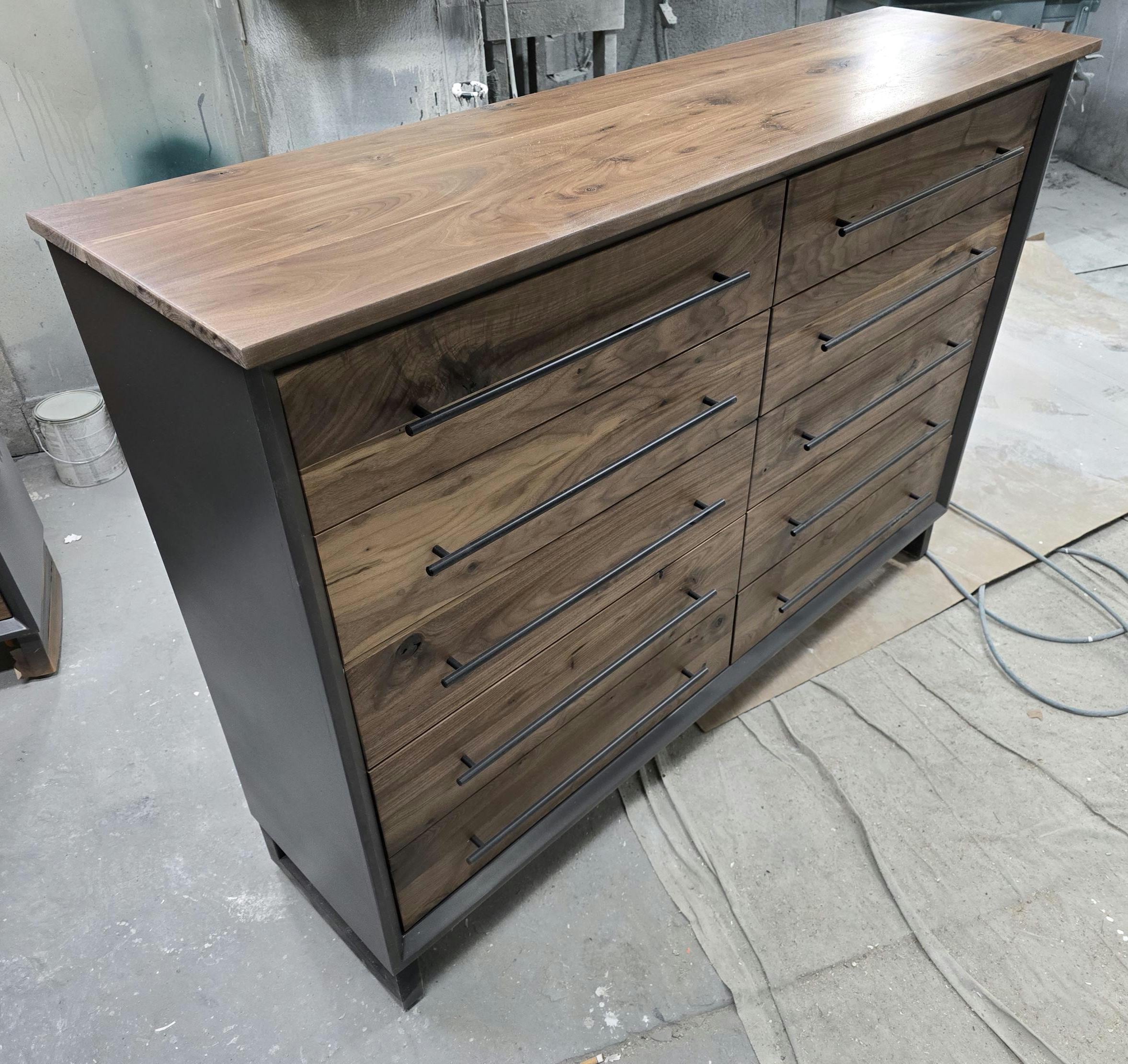 Hand Crafted 5 Foot 42"tall 10 Drawer Modern Industrial Dresser With ...