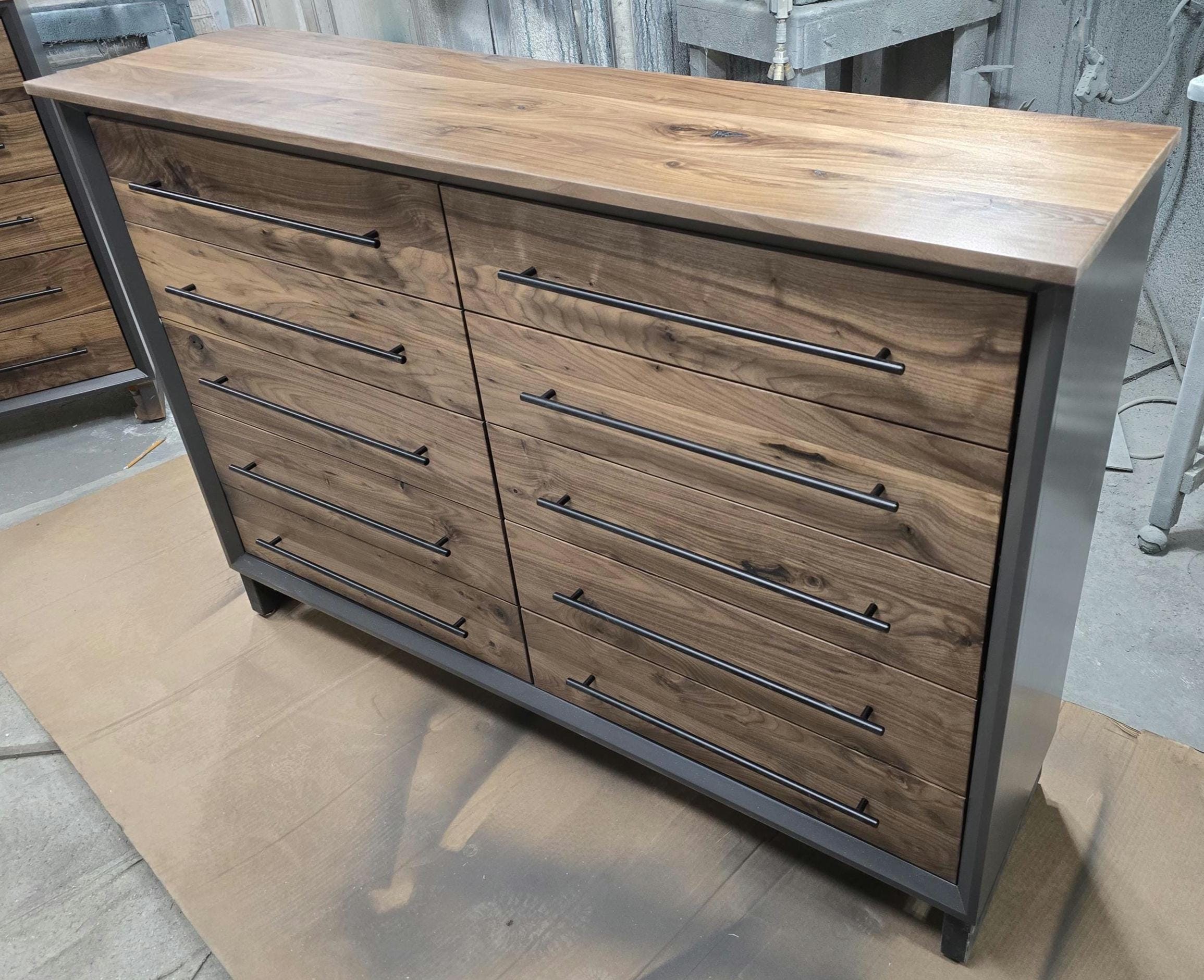 Hand Crafted 5 Foot 42"tall 10 Drawer Modern Industrial Dresser With ...