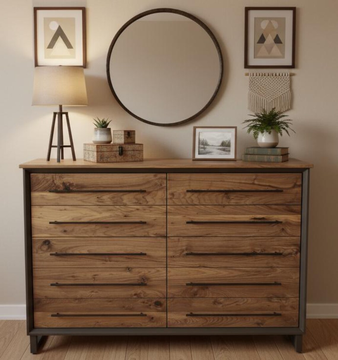 Hand Crafted 5 Foot 42"tall 10 Drawer Modern Industrial Dresser With ...