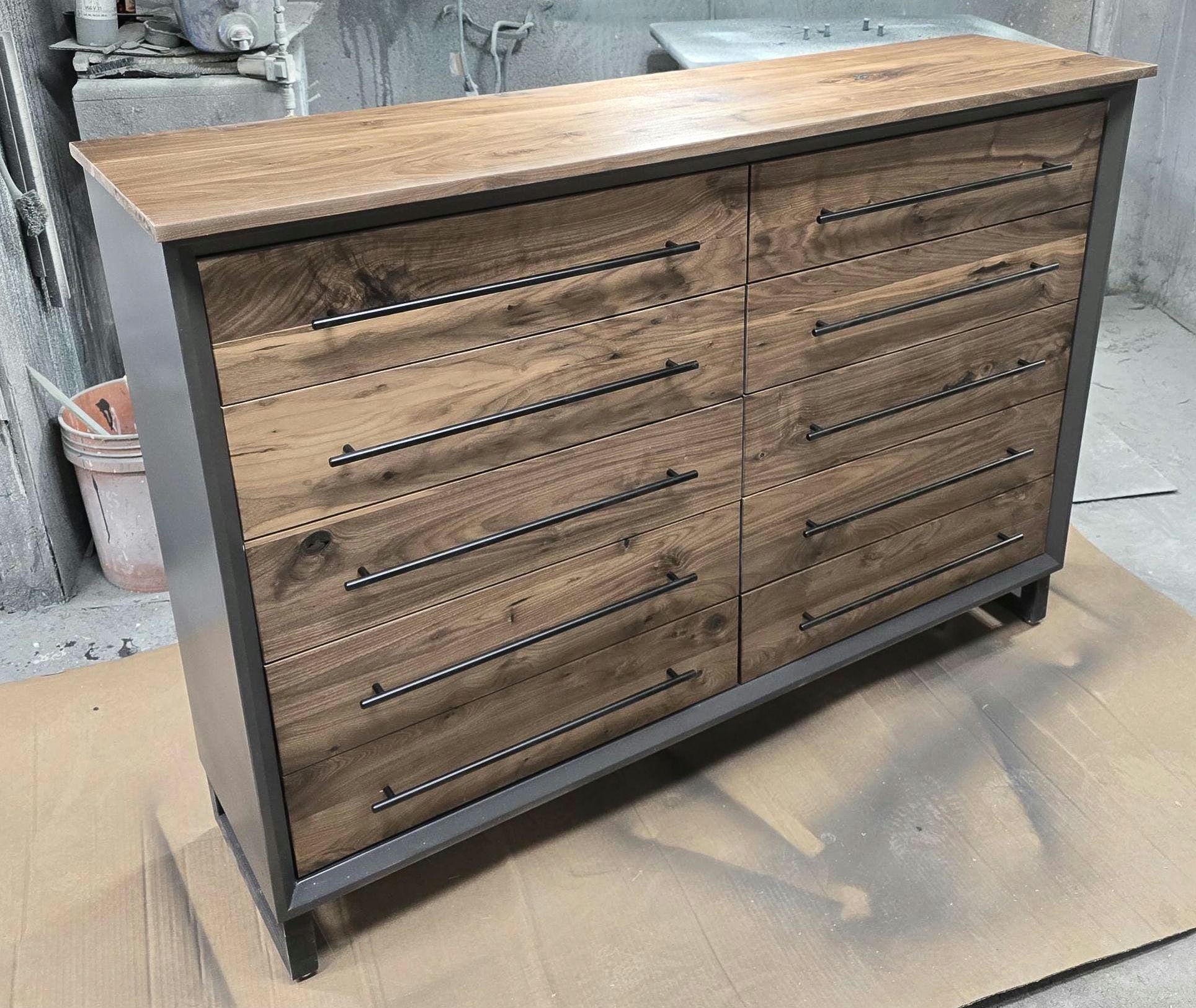 Hand Crafted 5 Foot 42"tall 10 Drawer Modern Industrial Dresser With ...