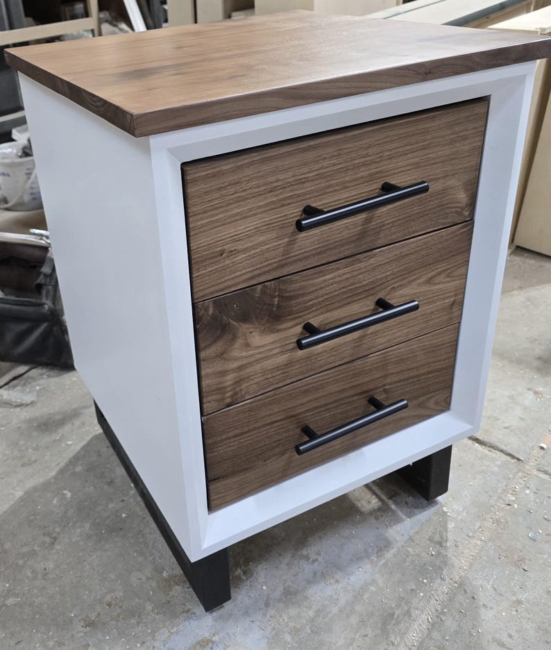 Handcrafted White and Real Walnut Face and Top 60" 6 Drawer Dresser on ...