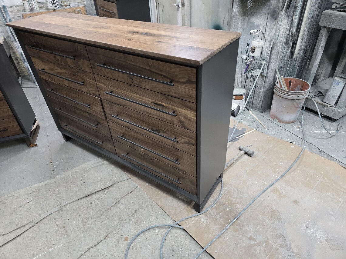Hand Crafted 5 Foot 42"tall 10 Drawer Modern Industrial Dresser With ...