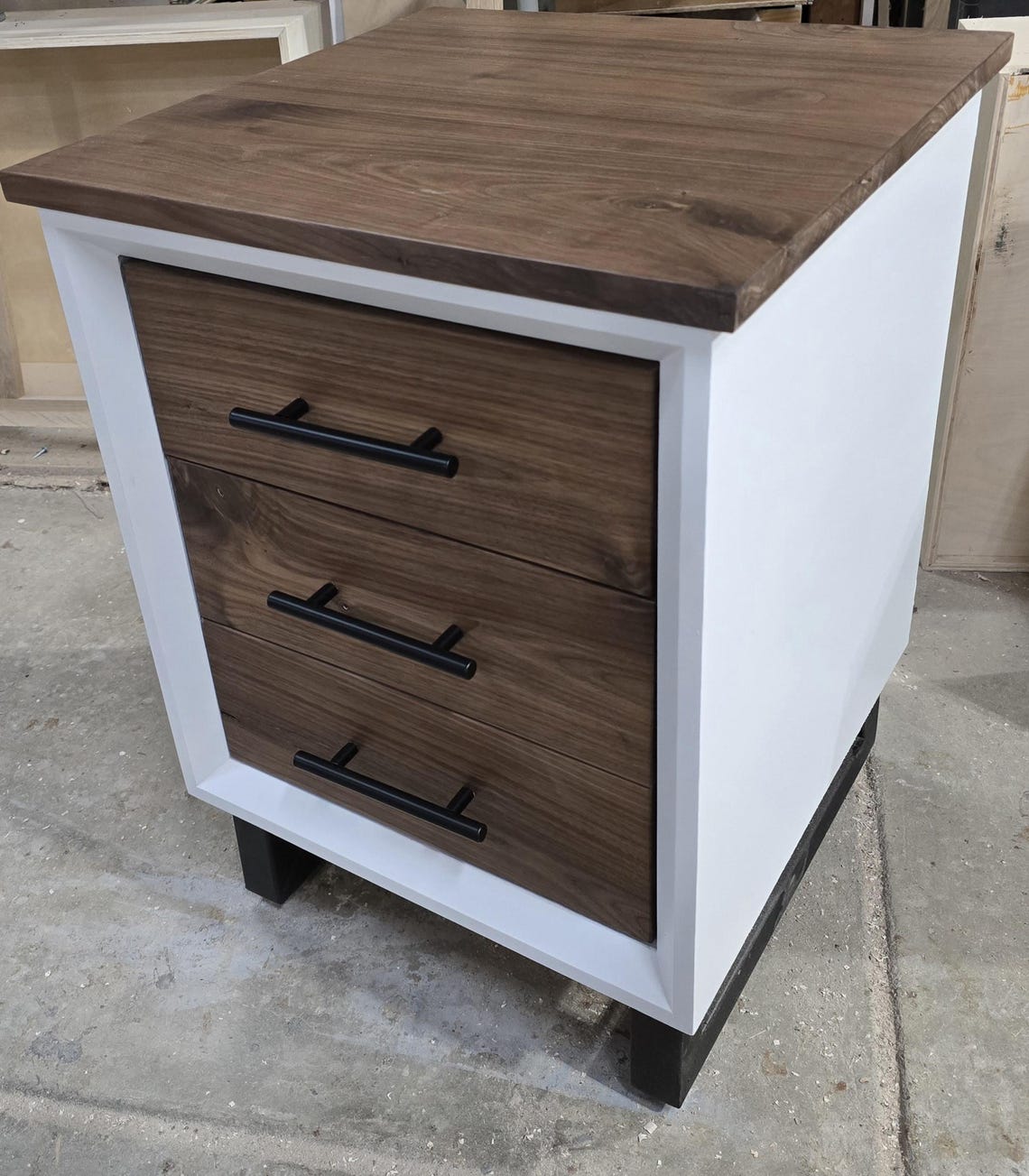 Handcrafted White and Real Walnut Face and Top 60" 6 Drawer Dresser on ...