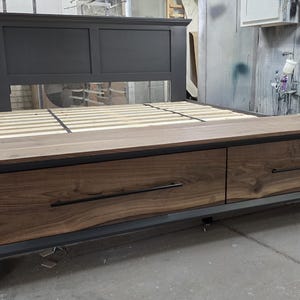 Platform Bed With Built in Bench With Storage. Walnut Tops and Fronts ...