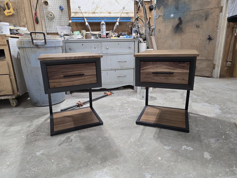 Handcrafted 16x16 Single Drawer Modern Nightstands in Black With Real ...