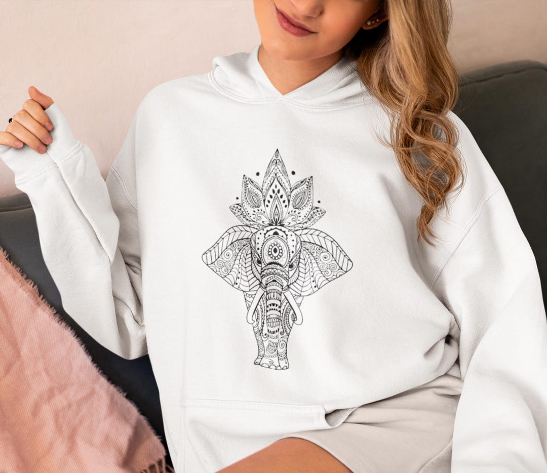 Elephant Zentangle Hoodie, Womens Sweatshirt, Mens Sweatshirt, Gift ...