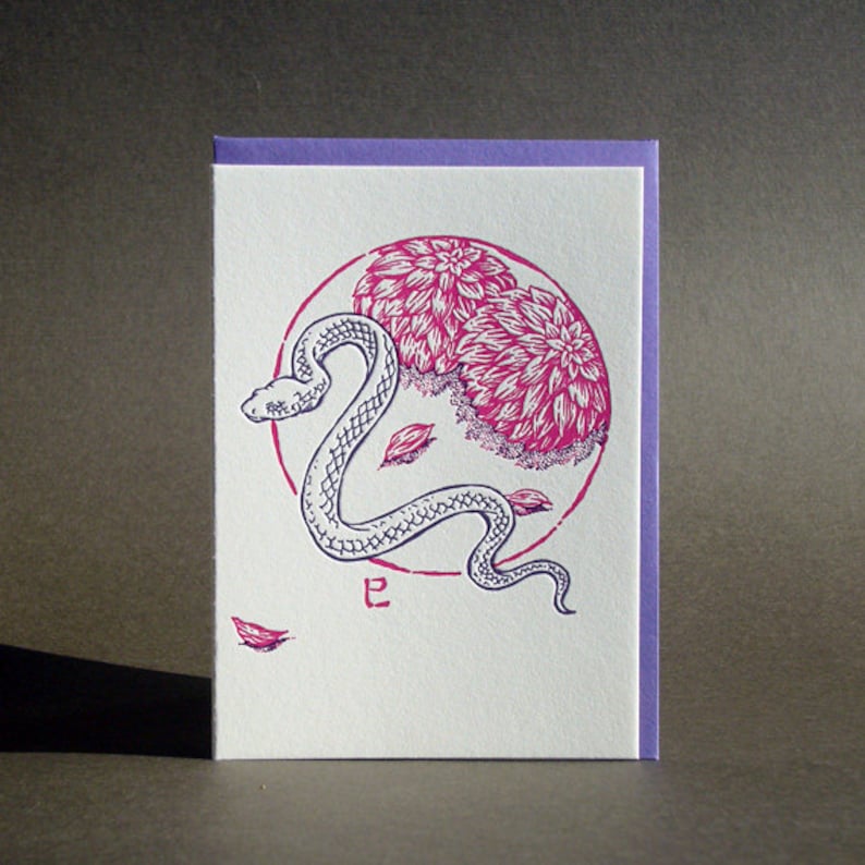 Snake Letterpress Greeting Card - Etsy