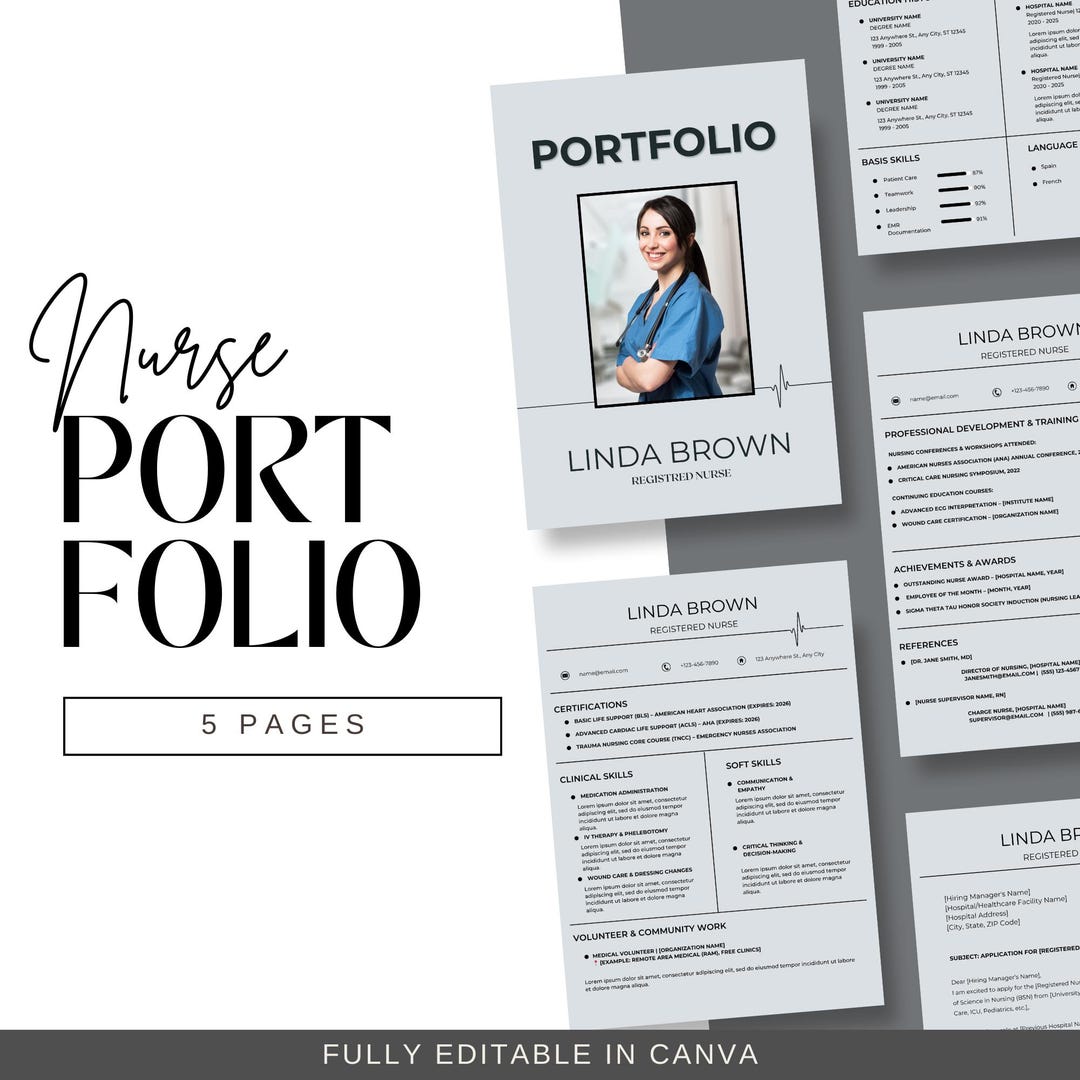 Nursing Portfolio Template, Registered Nurse Template, Resume Template ...