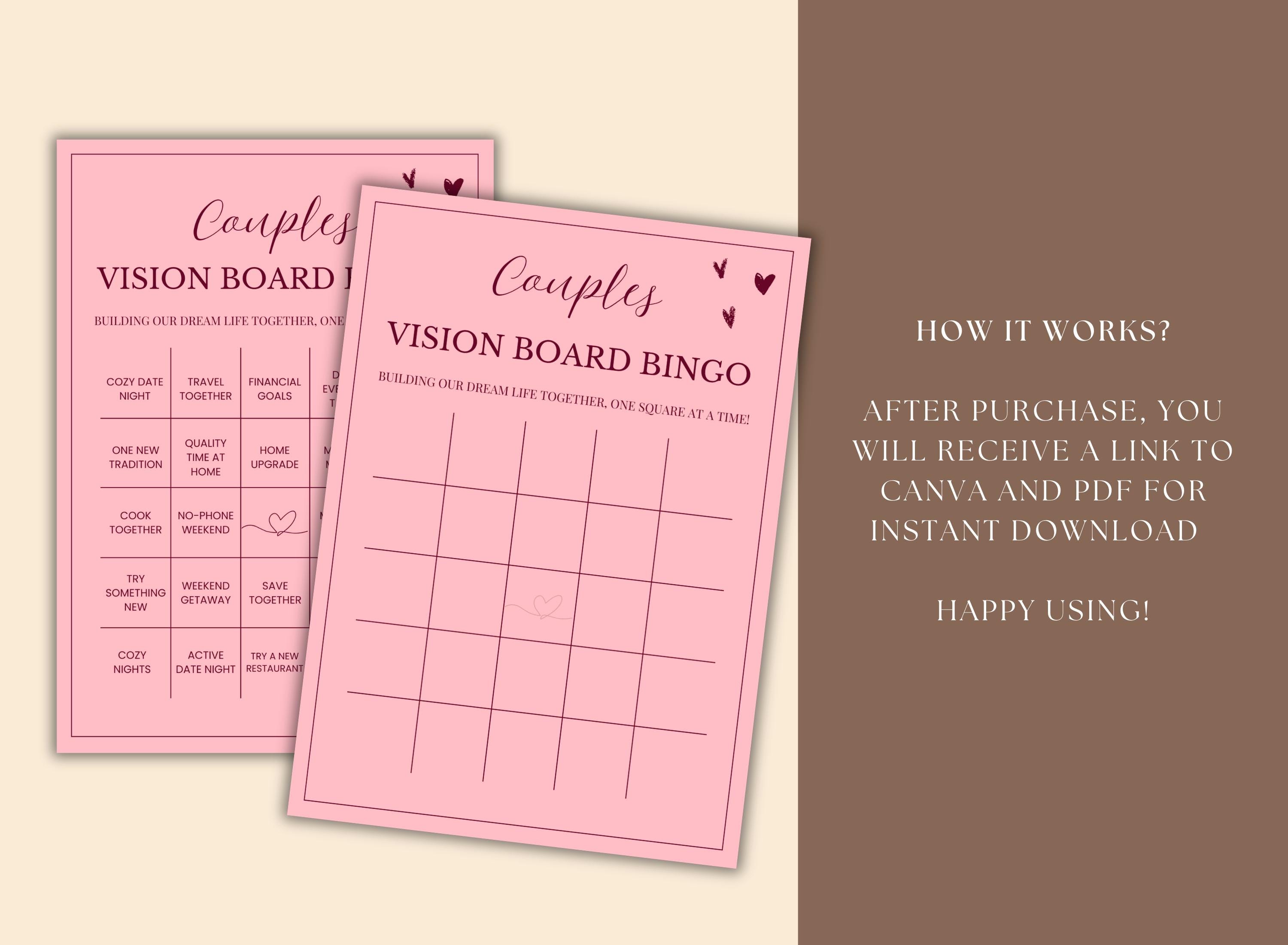 2026 Couples Vision Board Bingo Template Relationship Goals Bingo ...