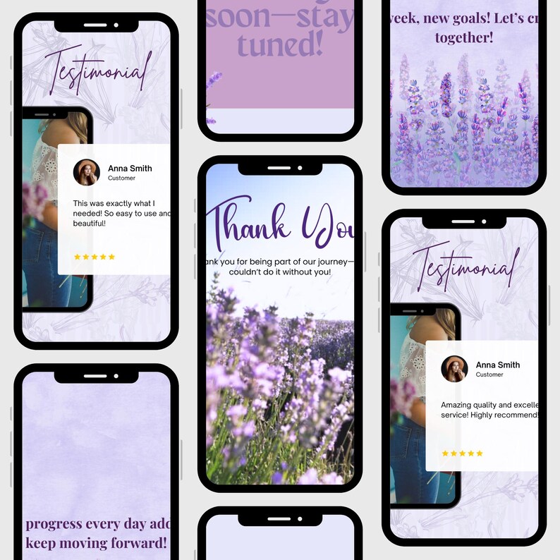 Floral Instagram Template - Aesthetic Lavender Canva Bundle for ...