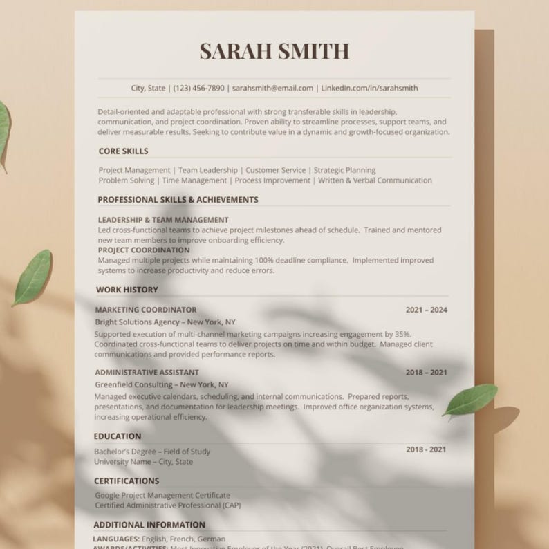 Functional Resume Template ATS Friendly Resume Template Functional ...