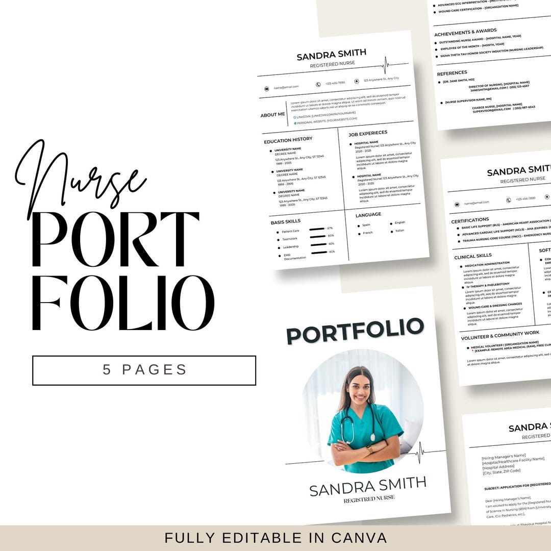 Nursing Portfolio Template, Registered Nurse Template, Resume Template ...