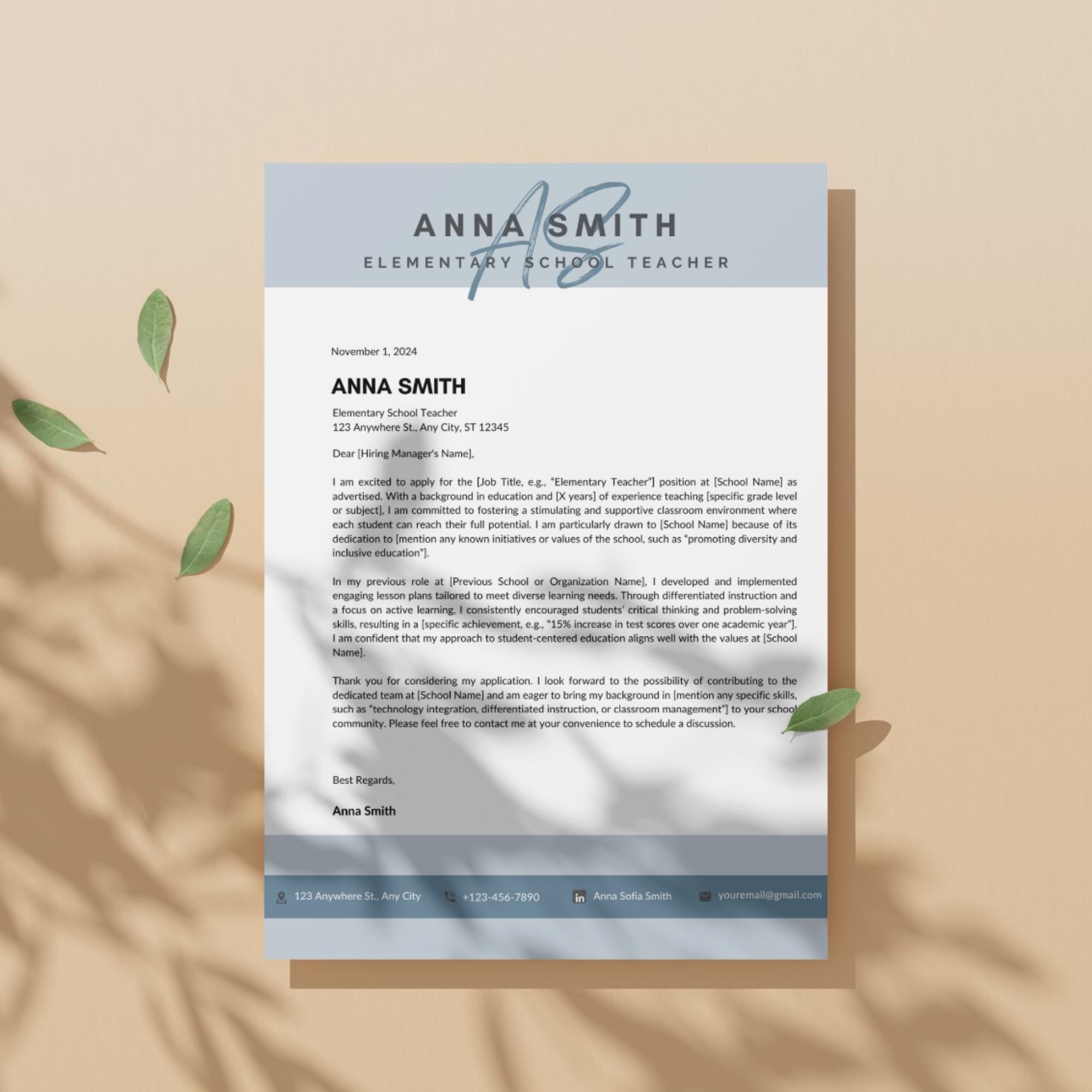 Teacher Resume Template Canva 3-page Resume Cover Letter References ...