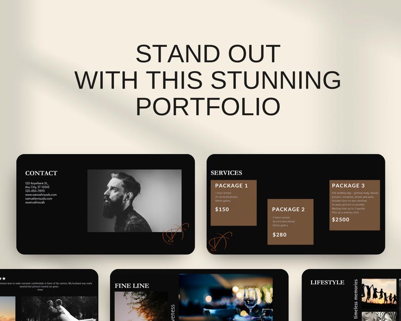 Portfolio Template Canva Template Black Photography Portfolio Editable ...