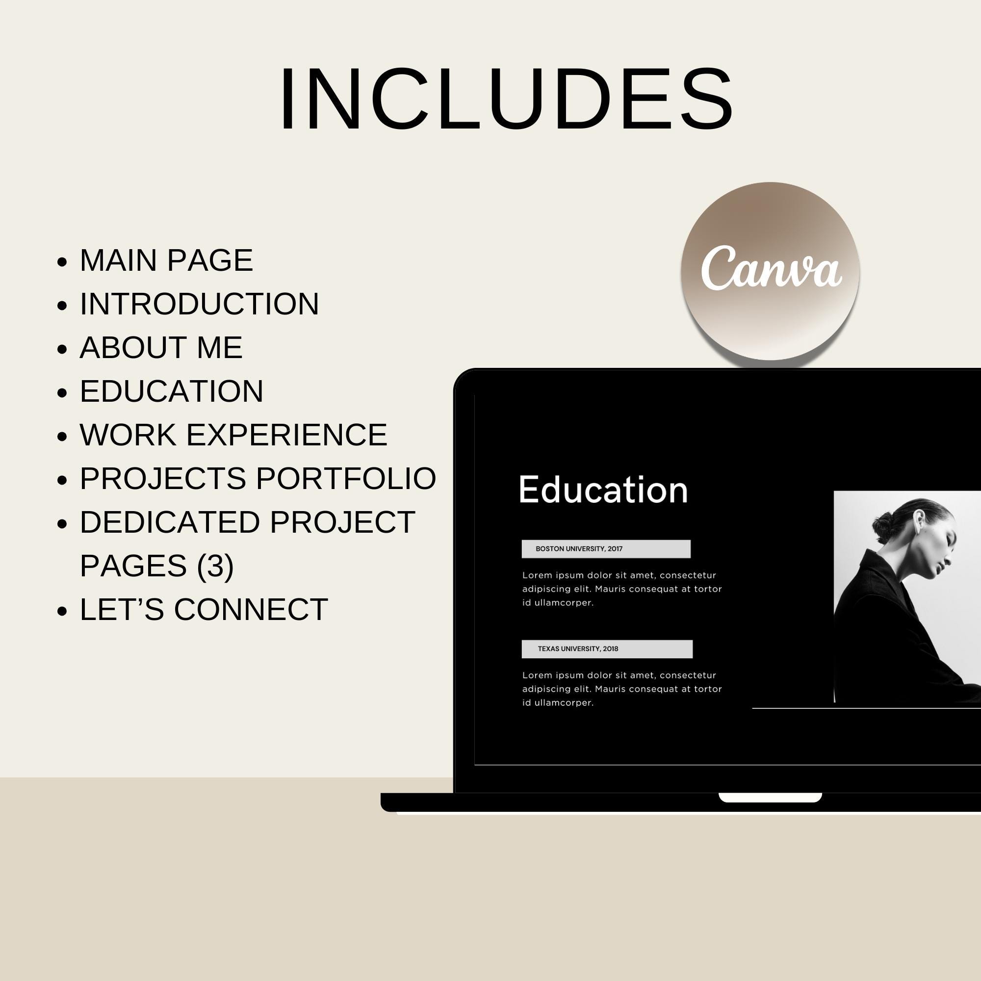 Creative Portfolio Template Canva Template Website Canva Presentation ...
