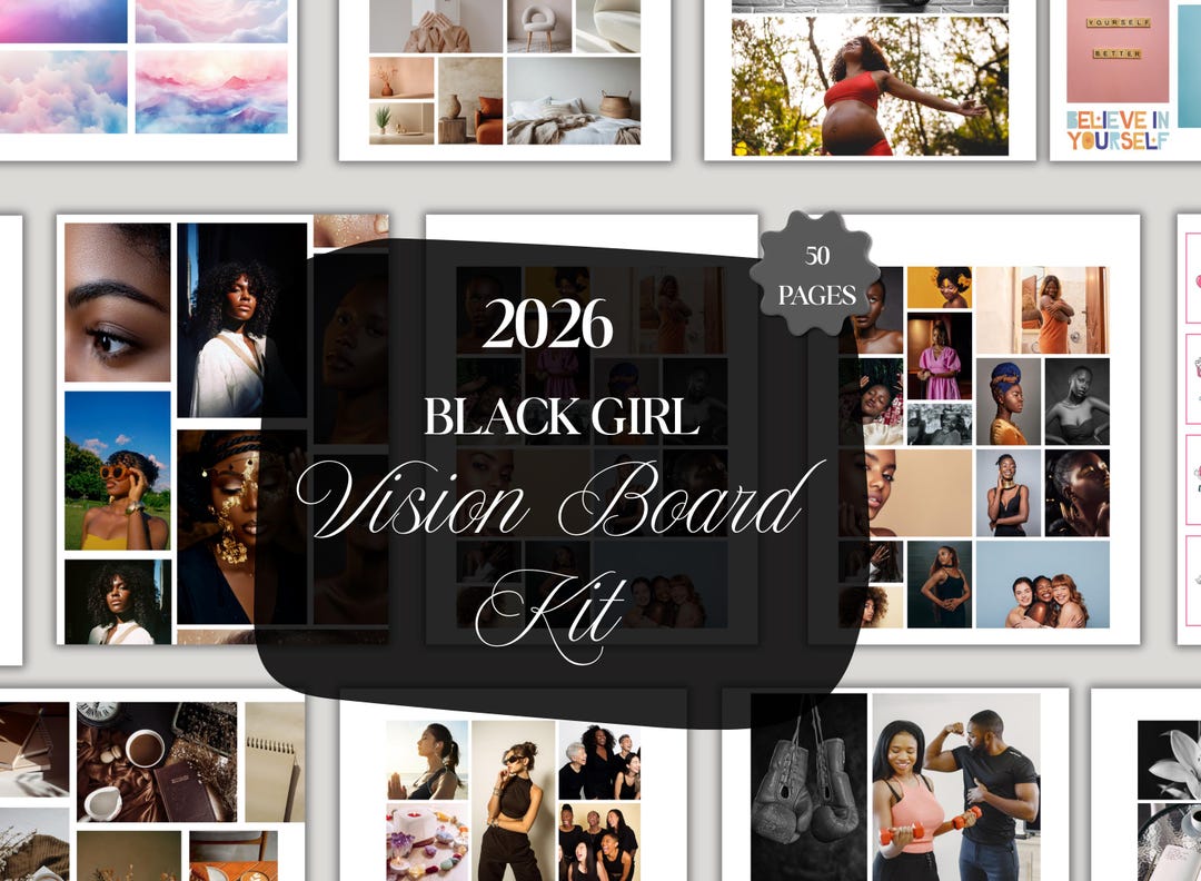 Black Girl Vision Board Kit 2026 Printable Vision Board Bundle ...