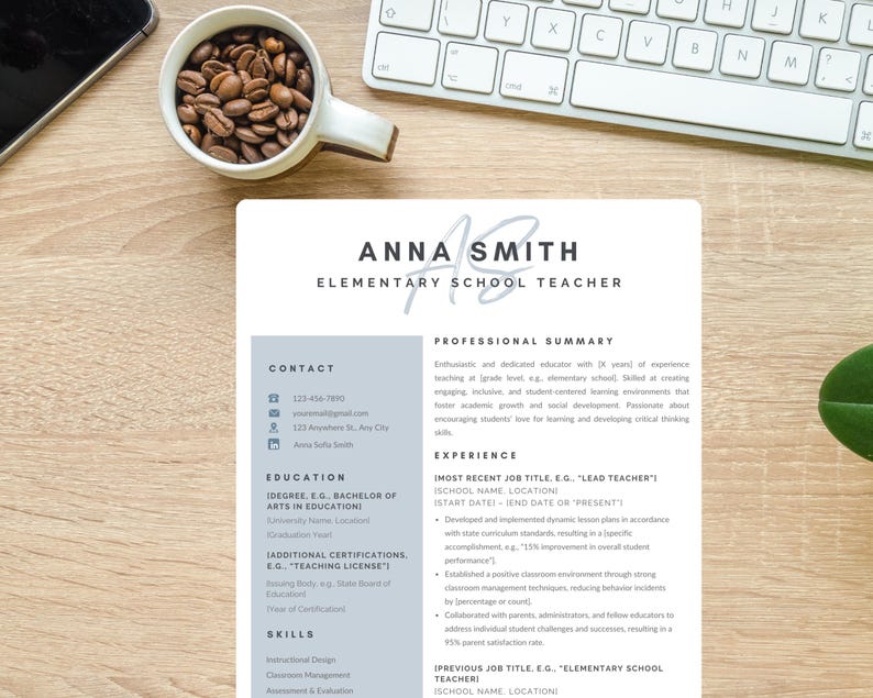 Teacher Resume Template Canva 3-page Resume Cover Letter References ...