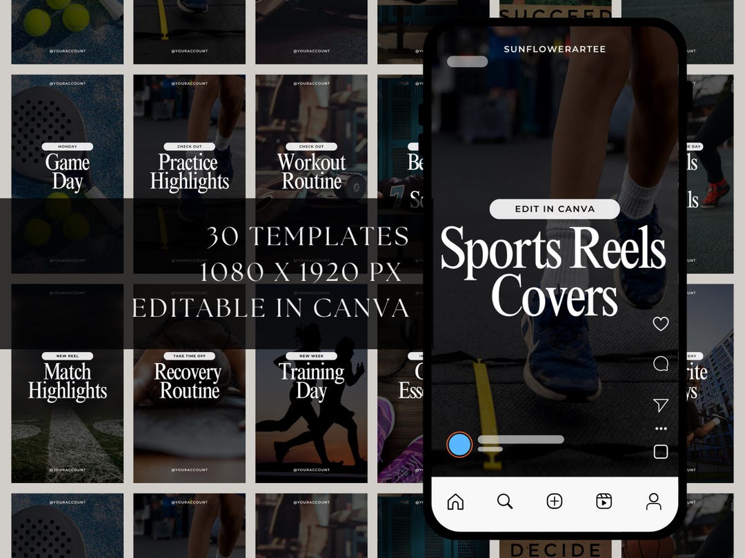 Sports Instagram Reel Covers Dark Fitness Canva Editable Reels Covers ...