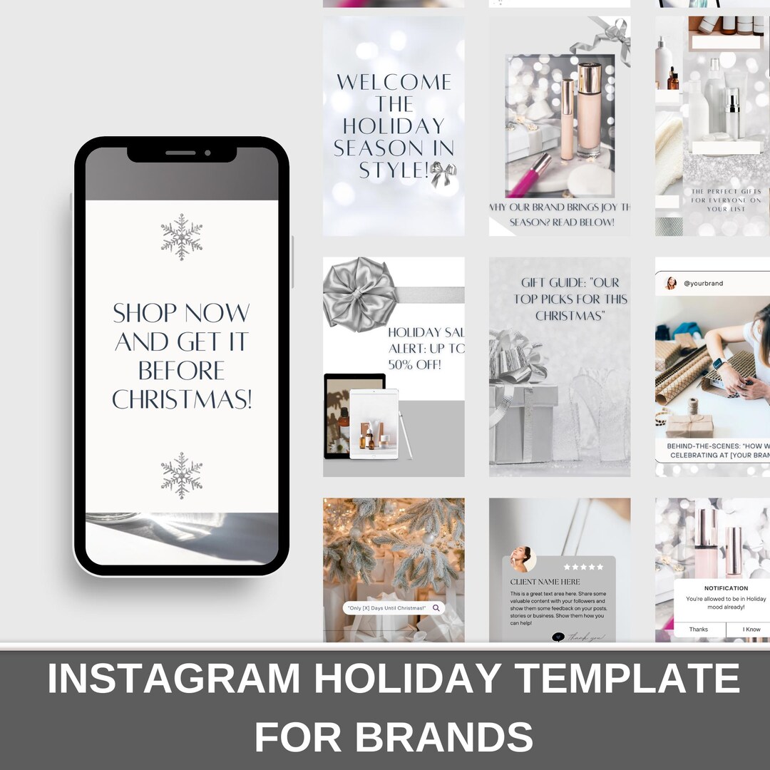 Christmas Instagram Template Bundle for Brands | 25 Editable Holiday ...