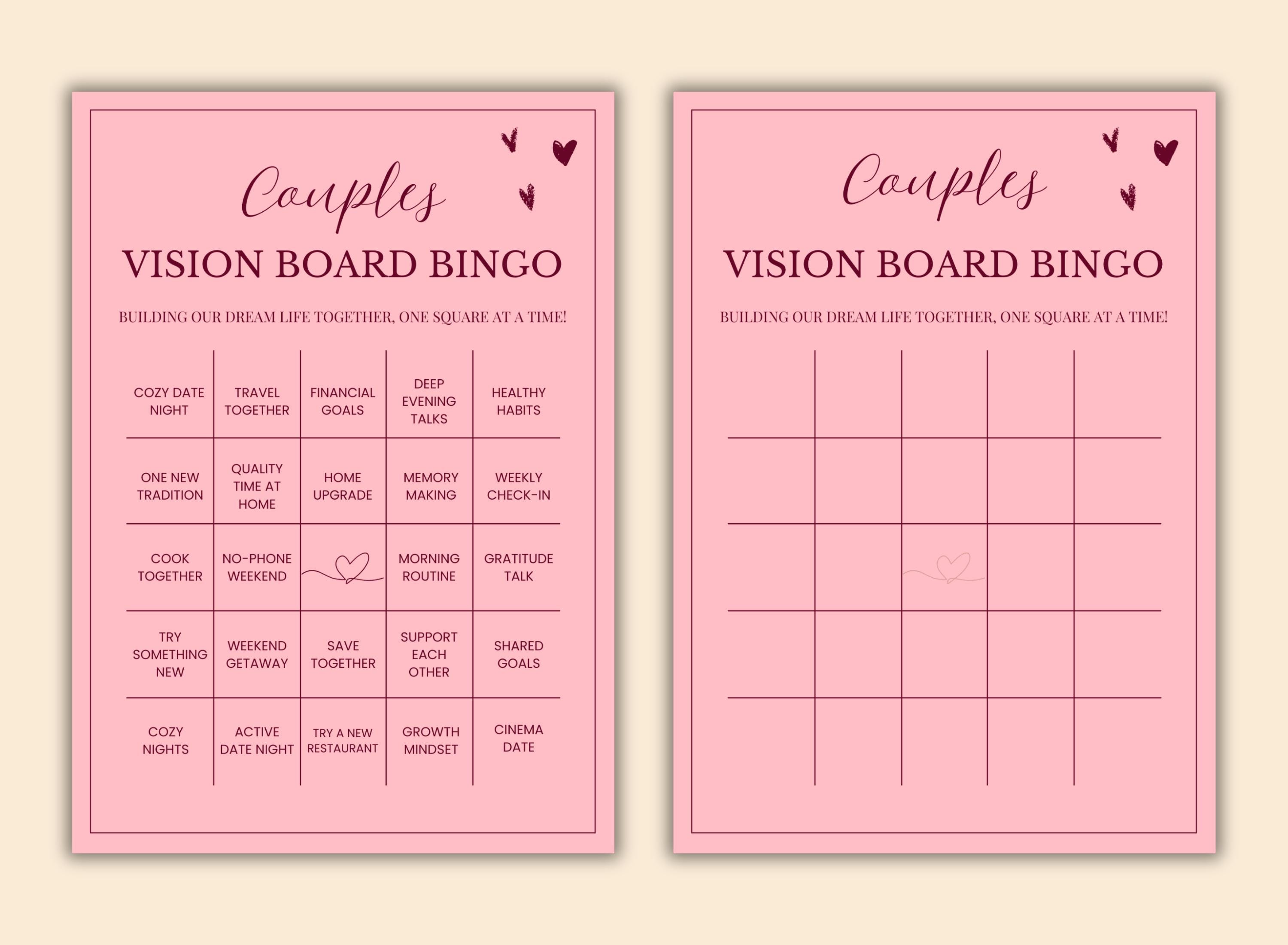 2026 Couples Vision Board Bingo Template Relationship Goals Bingo ...