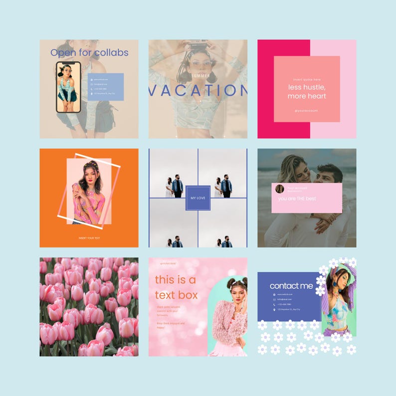 Instagram Template Bright Colors Canva Editable Template Bright and ...