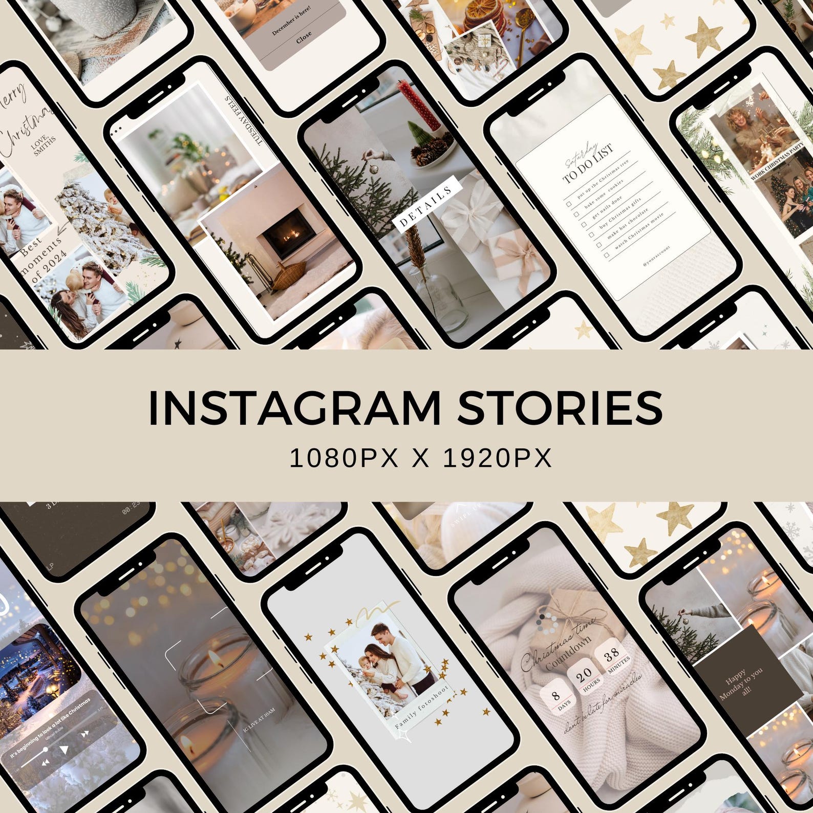 Aesthetic Christmas Advent Calendar Instagram Template Bundle Editable ...