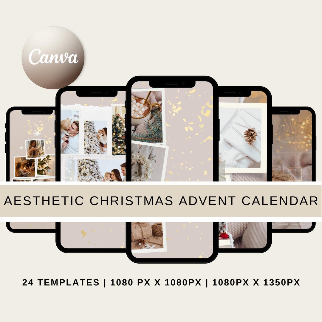 Aesthetic Christmas Advent Calendar Instagram Template 24 Editable ...