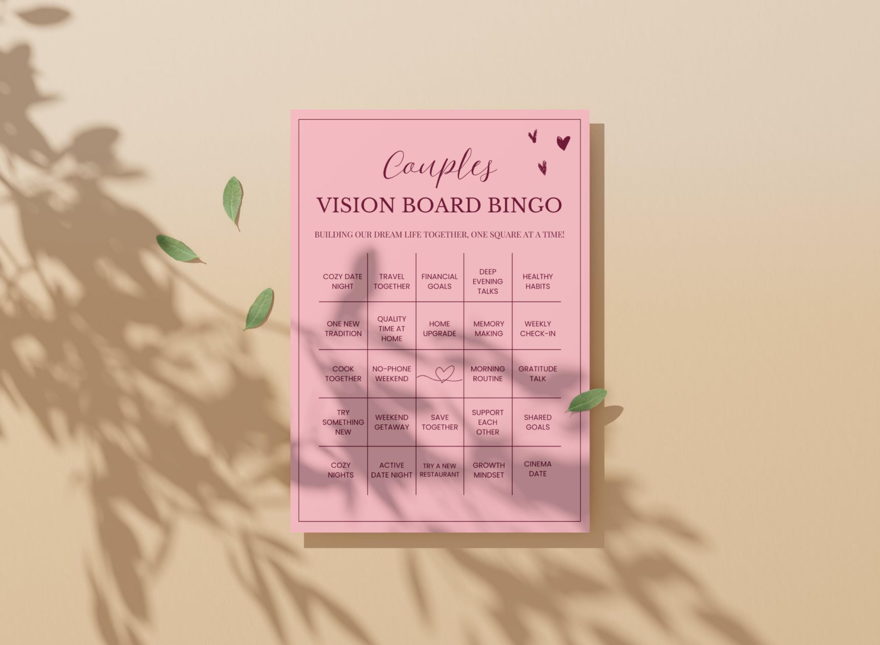 2026 Couples Vision Board Bingo Template Relationship Goals Bingo ...