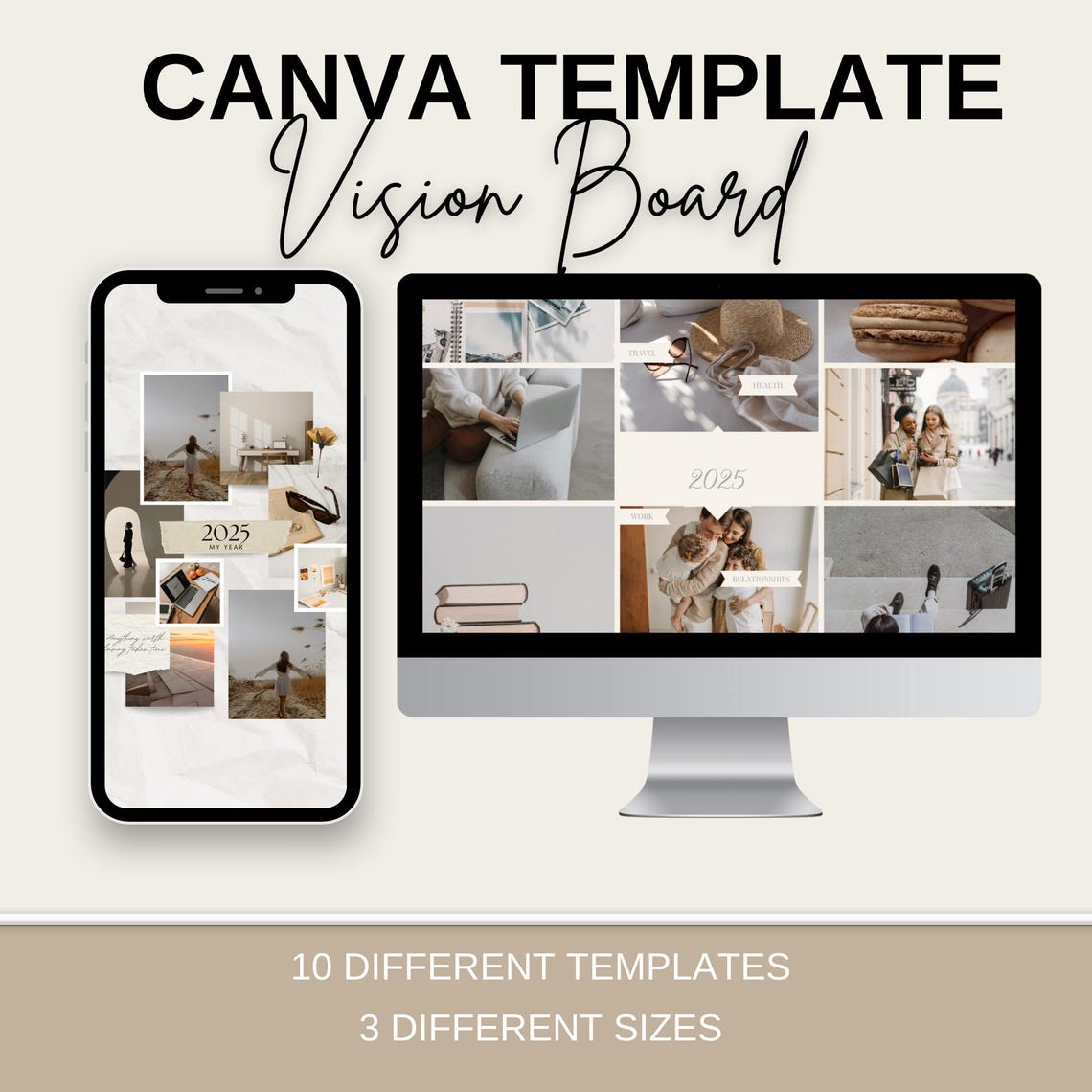 2026 Vision Board Template Canva Vision Board Template Website Vision ...