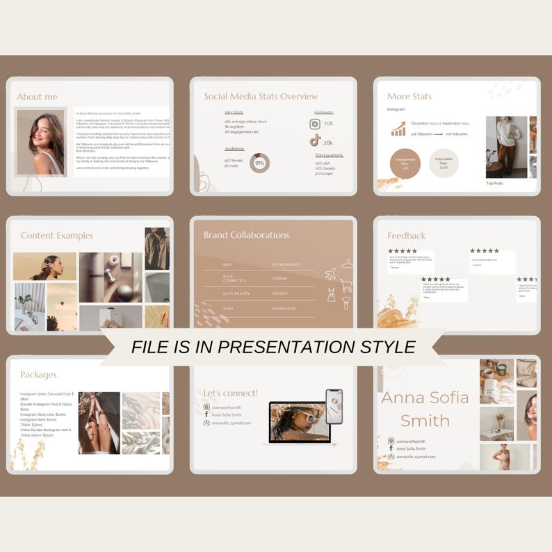 Portfolio Template Micro Influencer Media Kit Editable Template ...