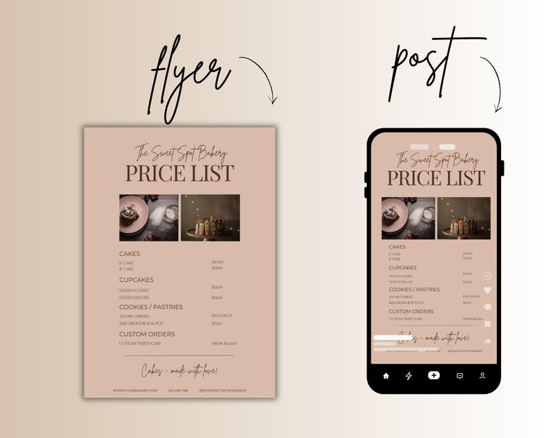 Editable Bakery Pricing Guide Template: Cake Business Price List (canva ...