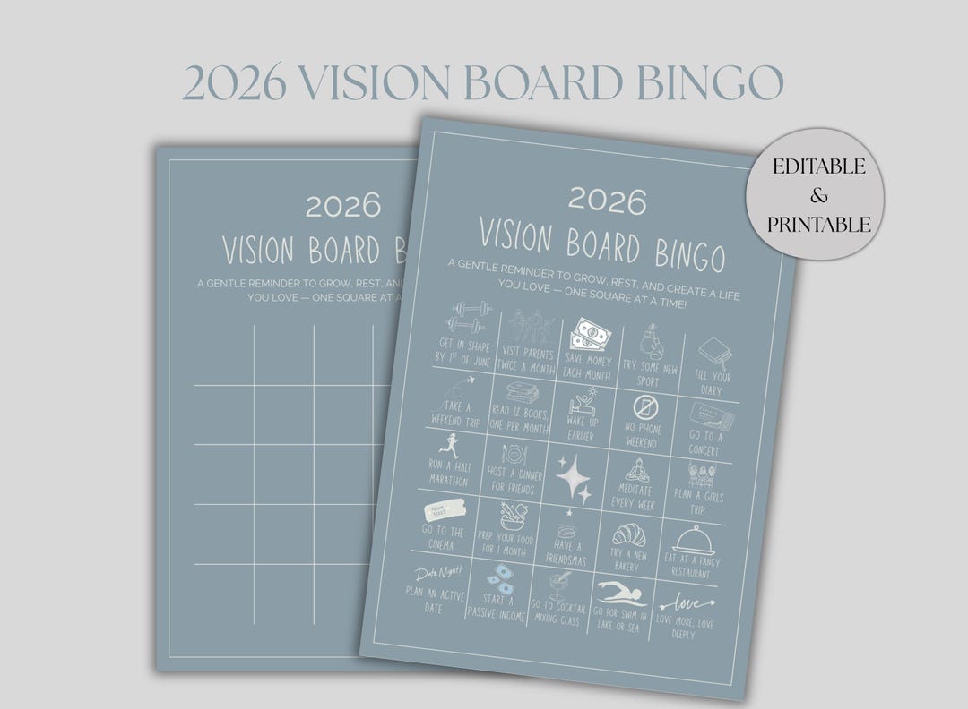2026 Vision Board Bingo Digital Vision Board Printable Vision Board New ...