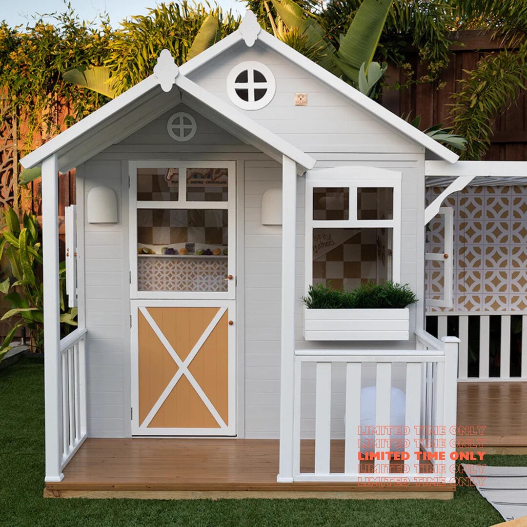 Modern Playhouse Made of Natural Wood With Black Trim Playhouse Kit ...