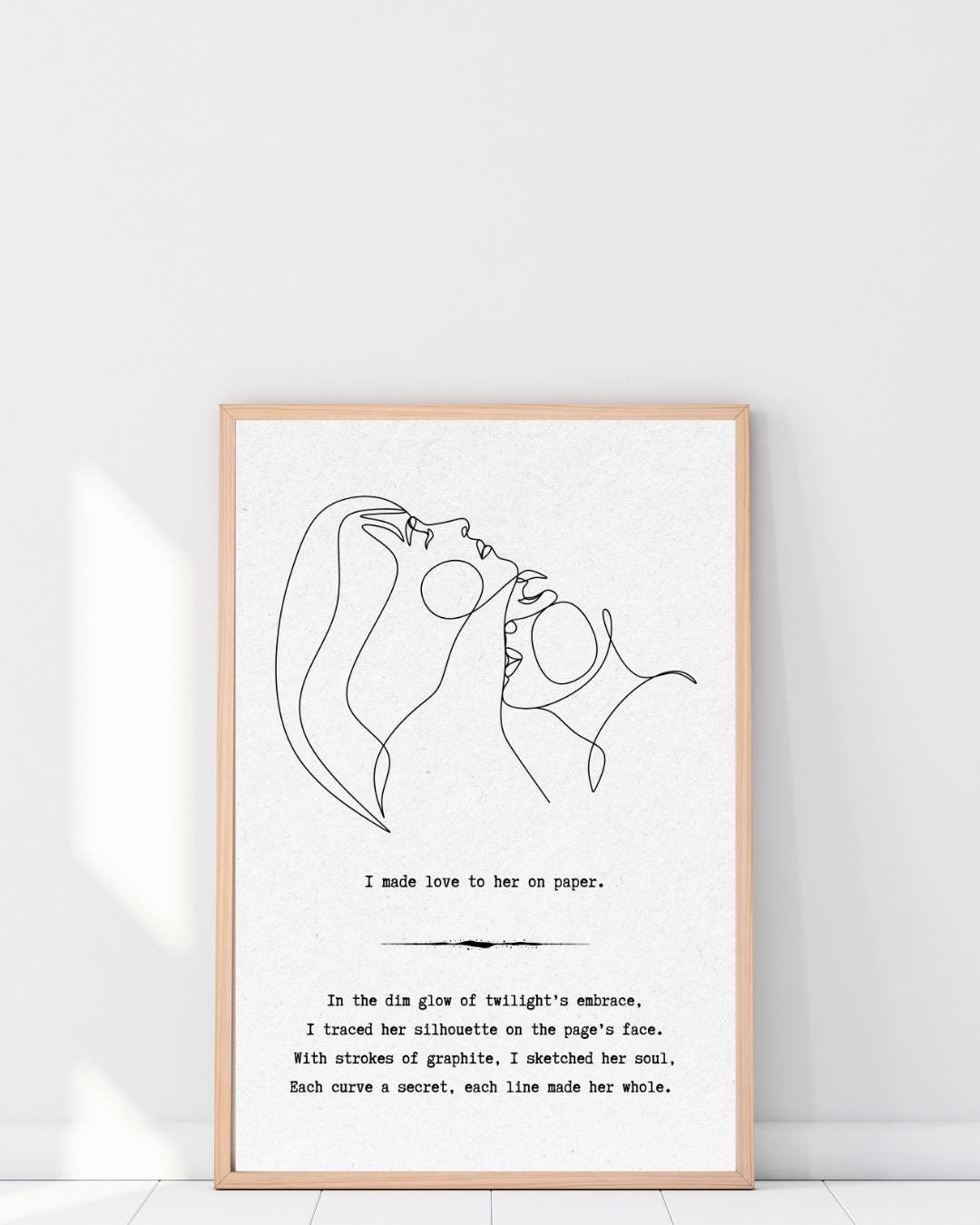 Romantic Minimalist Line Art Poem Print | Valentine's Day A3 Digital ...