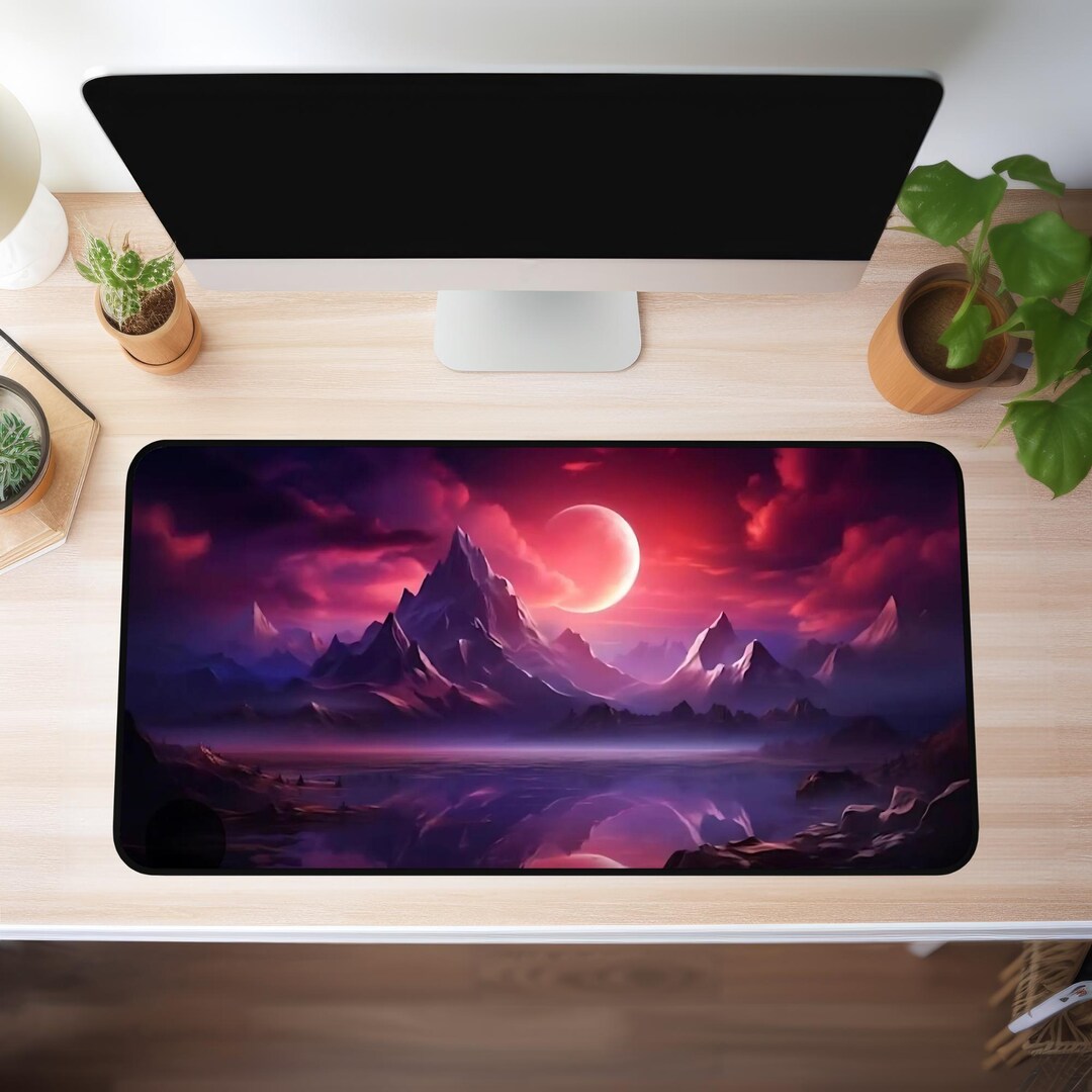 Mountain Night Desk Mat, XXL Large Extended Gaming Cosmic Mousepad ...
